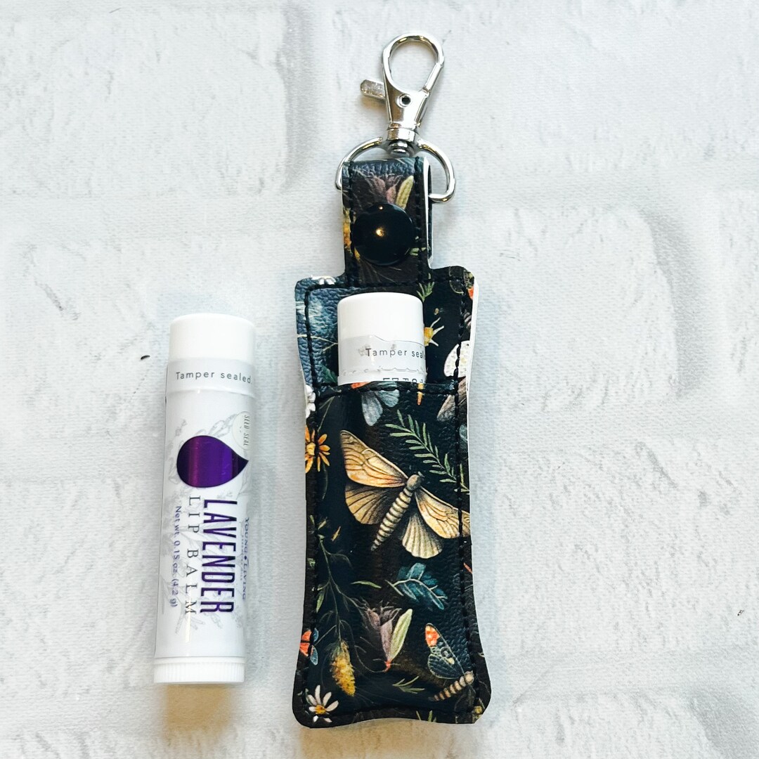 Cottagecore Moth Vegan Leather Lipbalm Keychain,moth Lip Balm Holder ...
