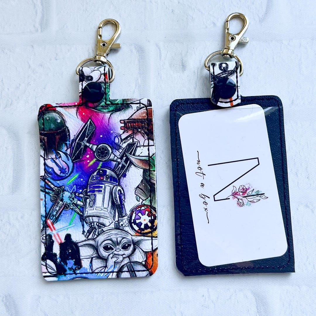 Space Droids Vegan Leather Vertical ID Badge Holder: Personalized Bag ...
