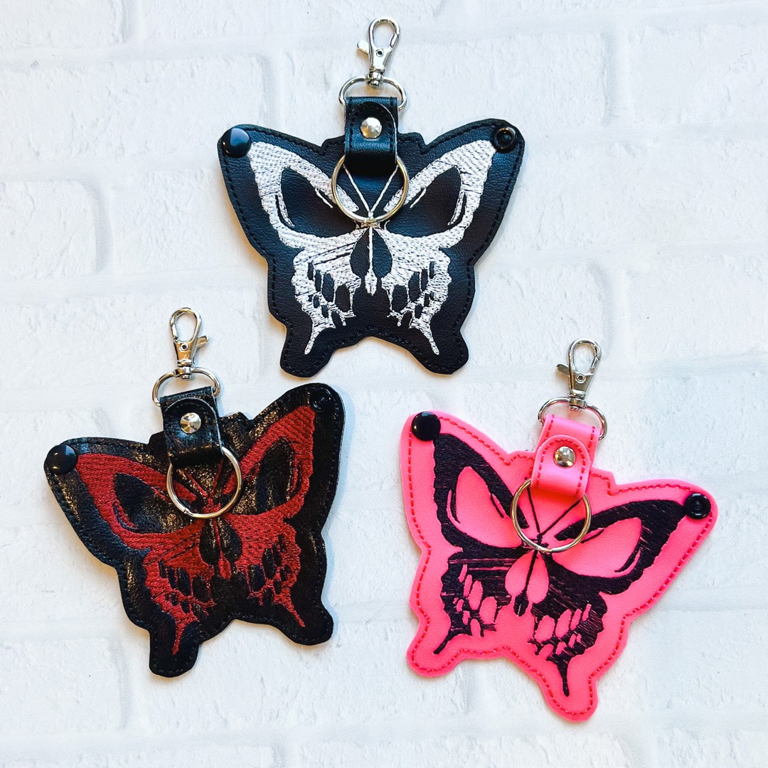 Butterfly Skull Motorcycle Motorist Car and Bike Keychain, Biker Chic ...