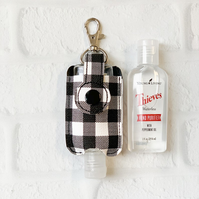Farmhouse Black and White Plaid Essential Oil Hand Sanitizer | Etsy