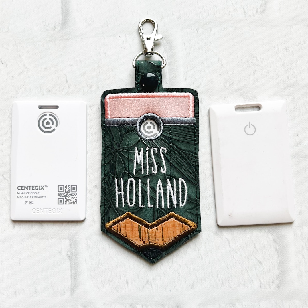 Green Floral Emboss Pencil ID Holder, Personalized Custom ID Badge ...