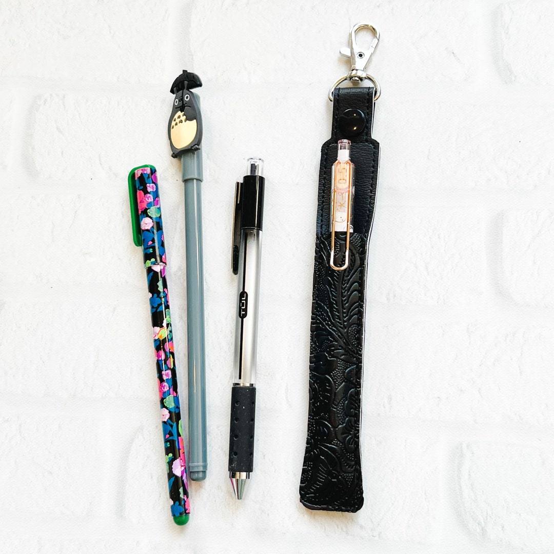 Black Embossed Pen Pencil Holder Keychain for Lanyard,stylus Holder,pen ...