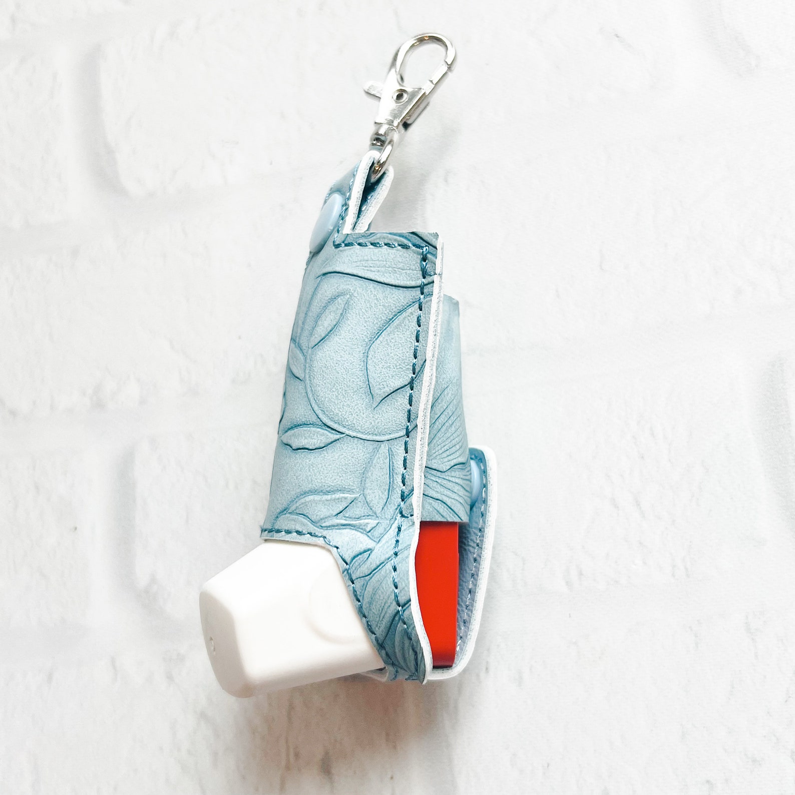 Lt. Blue Floral Embossed Inhaler Case Keychaininhaler Holder | Etsy