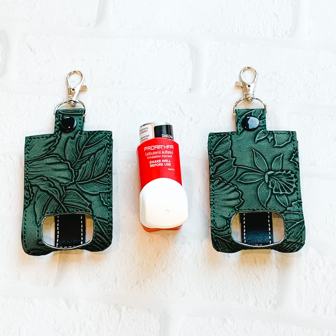 Green Floral Embossed Inhaler Case Keychain,inhaler Holder Keychain ...