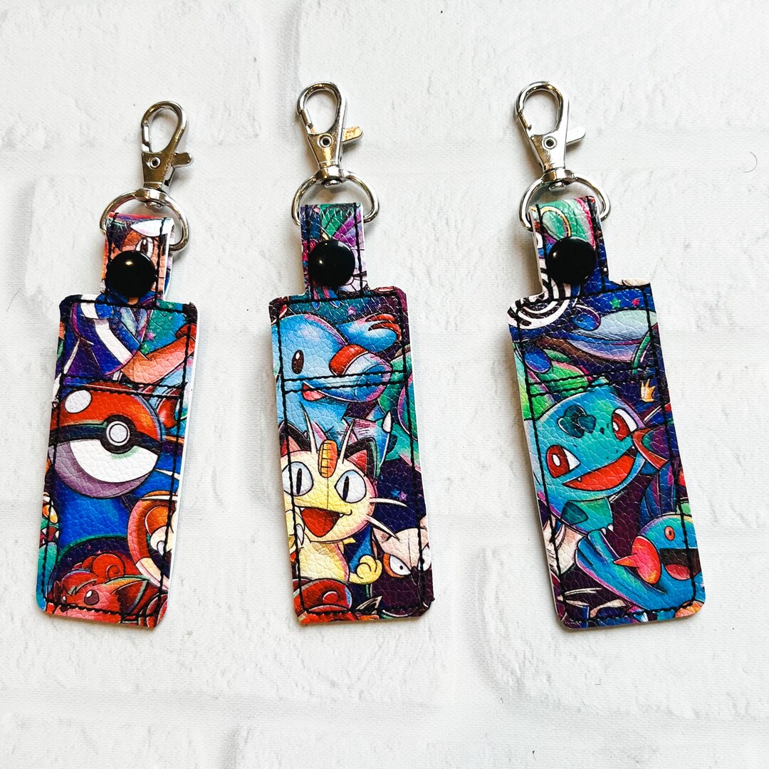 Anime Lip Balm Holder: Catch Them All Safety Keychain Case, Yellow ...