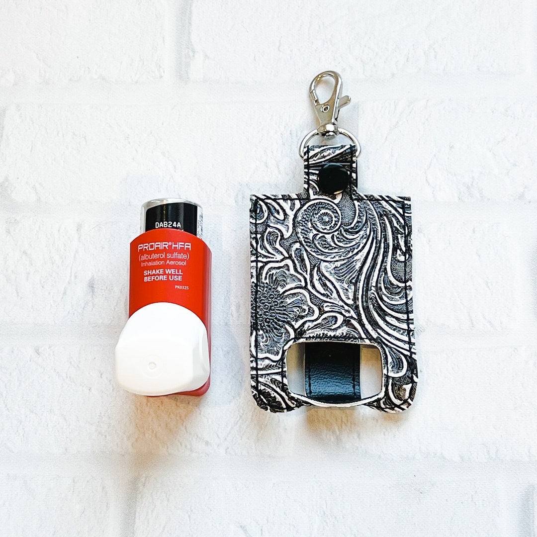 Antiqued Black Embossed Inhaler Case Keychain, Inhaler Holder Keychain ...