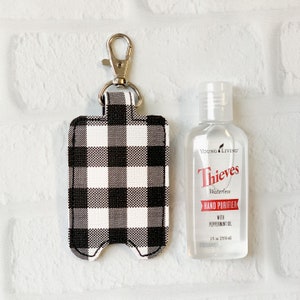Farmhouse Black and White Plaid Essential Oil Hand Sanitizer | Etsy