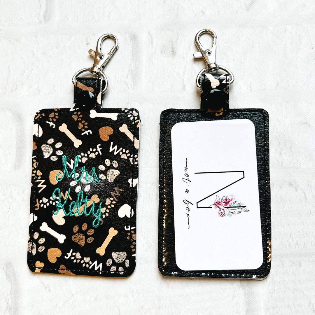 Woof Dog Bone & Paw Print ID Holder,personalized Bag Tag,custom ID ...