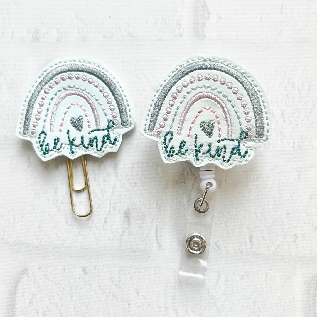 Be Kind Badge Reelboho Rainbow ID Badge Reelretractable - Etsy