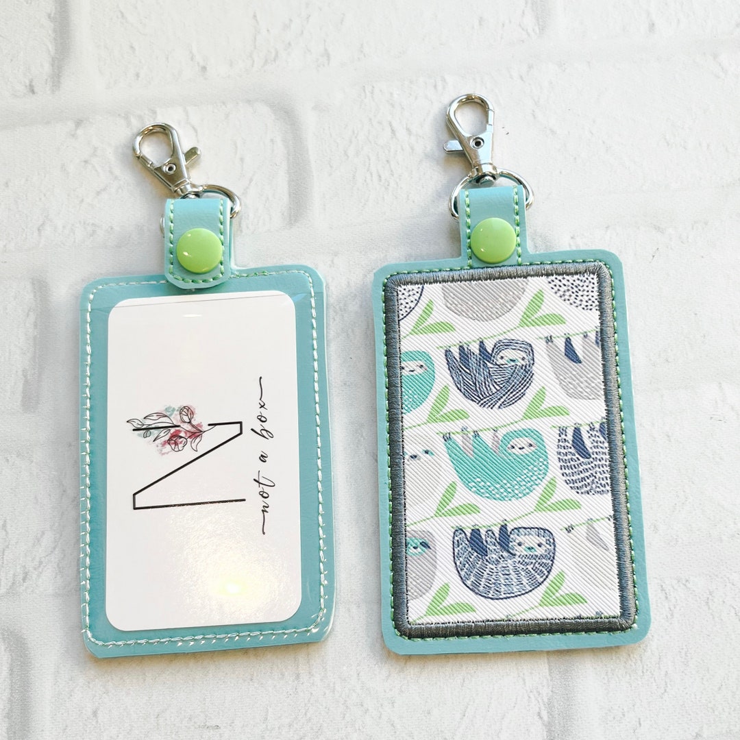 Sloth ID Holder,personalized Bag Tag,custom ID Badge Holder,vertical ID ...