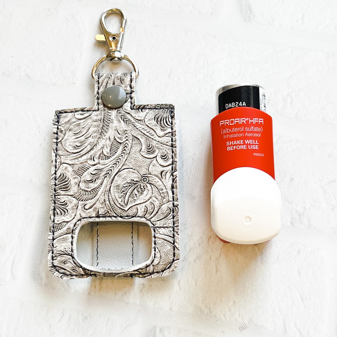Greige Embossed Inhaler Case Keychain, Inhaler Holder Keychain,inhaler ...