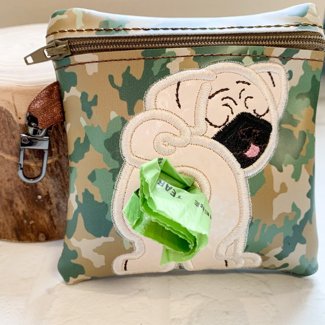 Personalized Pug Poo Bag Pug Dog Poop Bag Leash Clip | Etsy