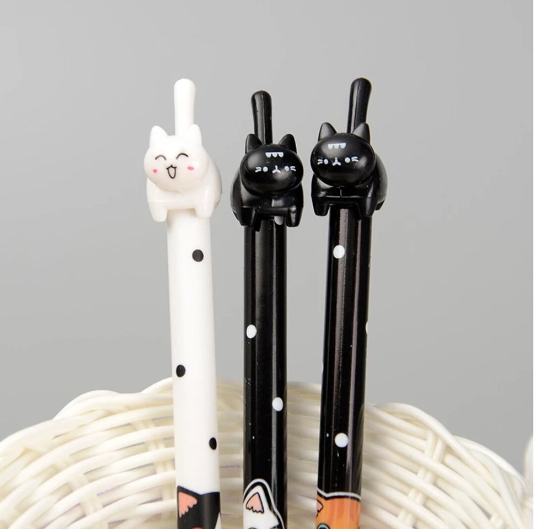 2PC Kawaii Cat Gel Ink Pen Set,planner Pens,cat Birthday Party Gift ...