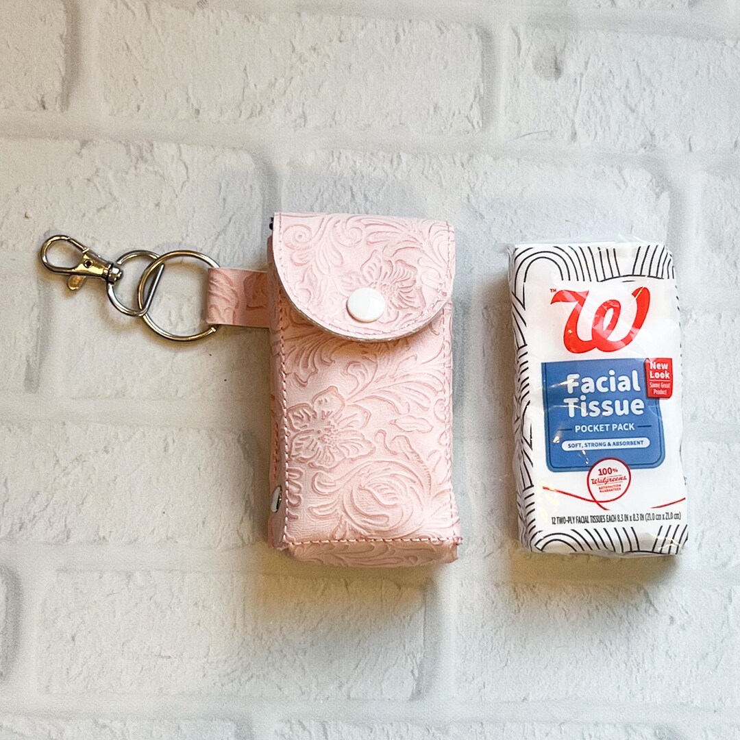 Light Pink Embossed Pocket Tissue Holder,travel Keychain Case for ...