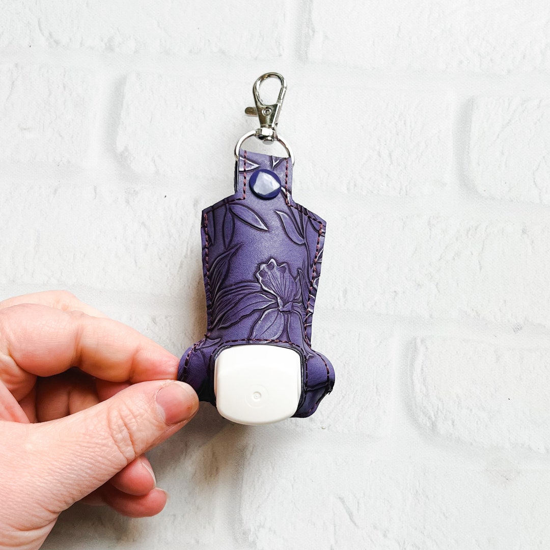 Purple Floral Embossed Inhaler Case Keychain,inhaler Holder Keychain ...