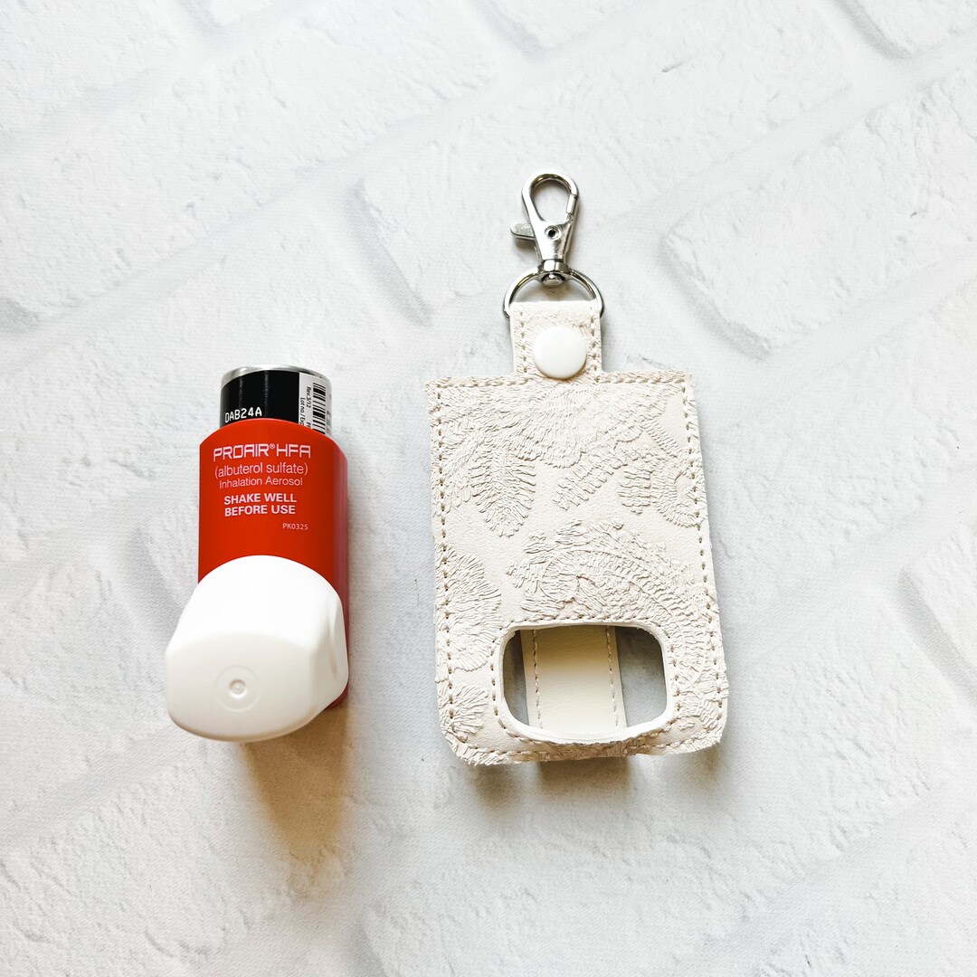 Cream Chenille Embossed Inhaler Case Keychain,inhaler Holder Keychain ...