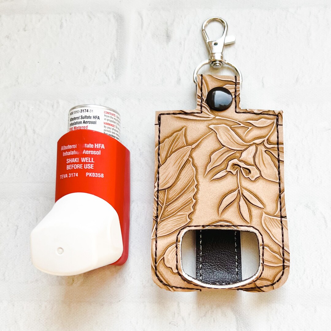 Caffe Floral Embossed Inhaler Case Keychain,inhaler Holder Keychain ...