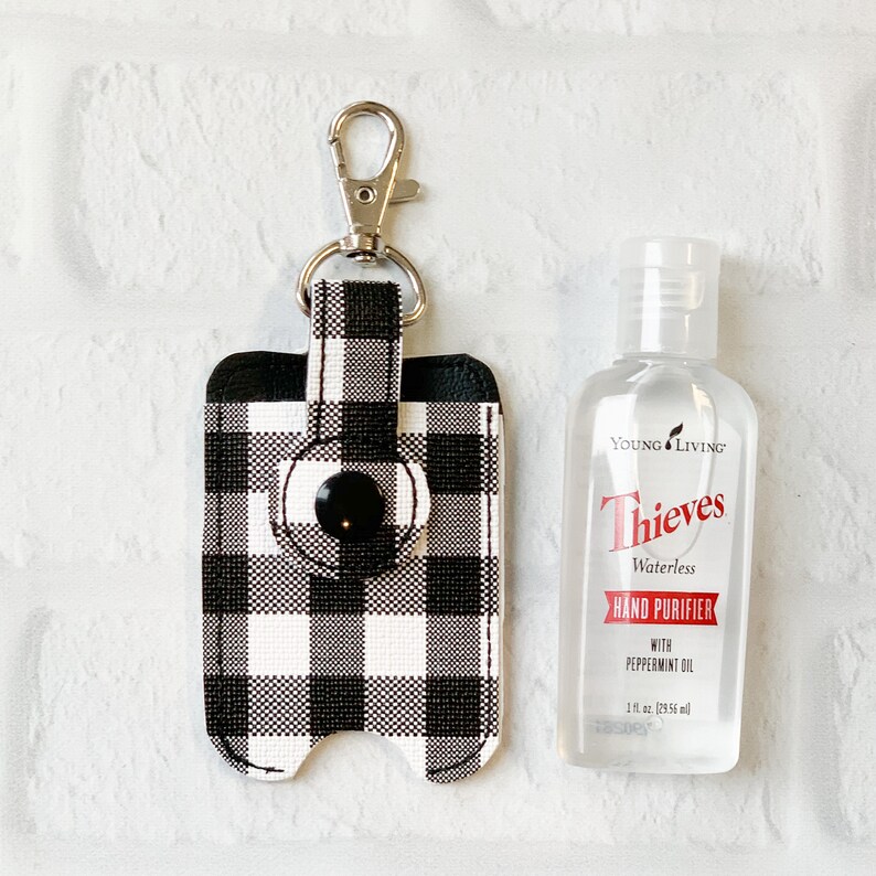 Farmhouse Black and White Plaid Essential Oil Hand Sanitizer | Etsy