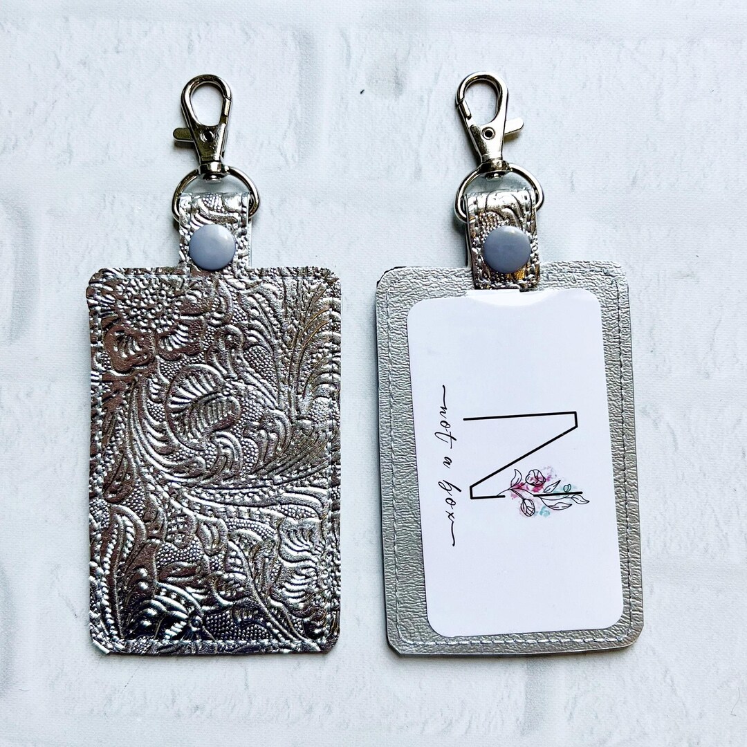 Silver Embossed ID Holder,personalized Bag Tag,custom ID Badge Holder ...