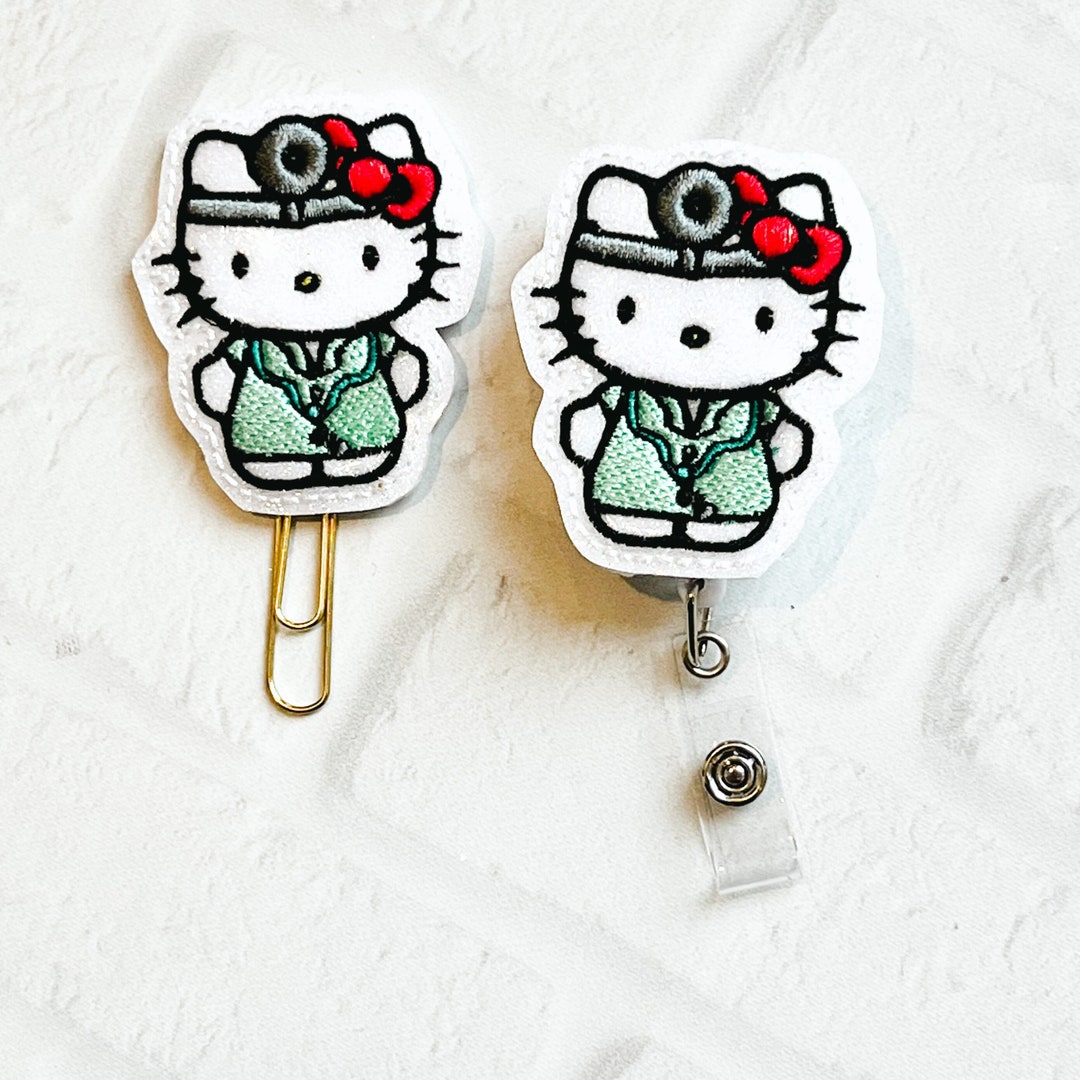 Doctor Kitty Badge Reel, Kawaii White Kitty Nurse Badge Holder, Kitty ...