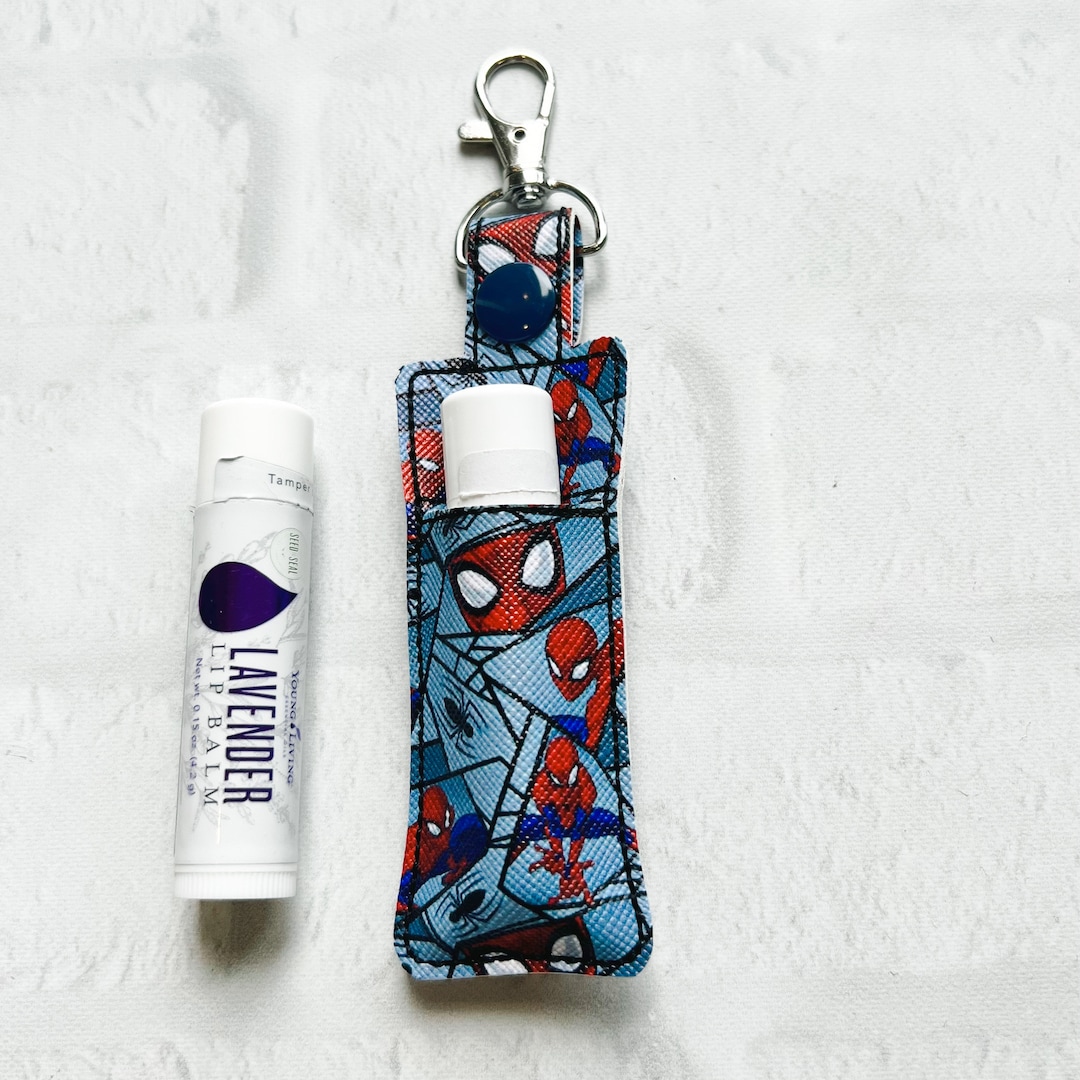 Spider Superhero Vegan Leather Lip Balm or USB Lip Balm Keychain Case ...