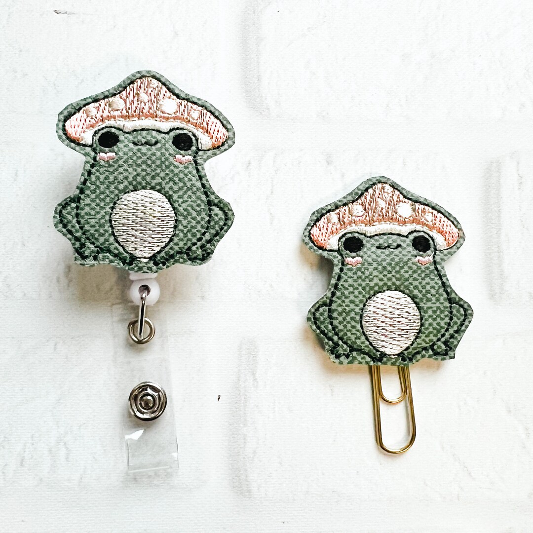 Cottagecore Toadstool Frog Badge Reel,id Badge Reel,retractable Badge ...