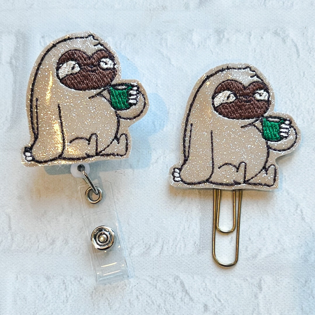 Coffee Sloth Badge Reel,sloth ID Badge Holder,retractable Badge Reel ...