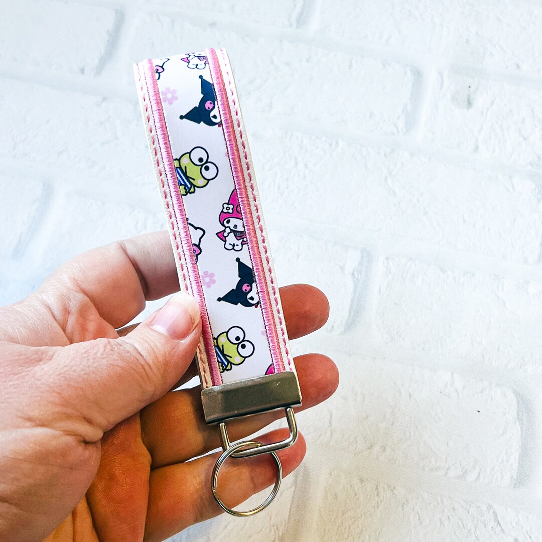 Kawaii Kitty Vegan Leather Wristlet Keychain Key Chain,cartoon Kitty ...