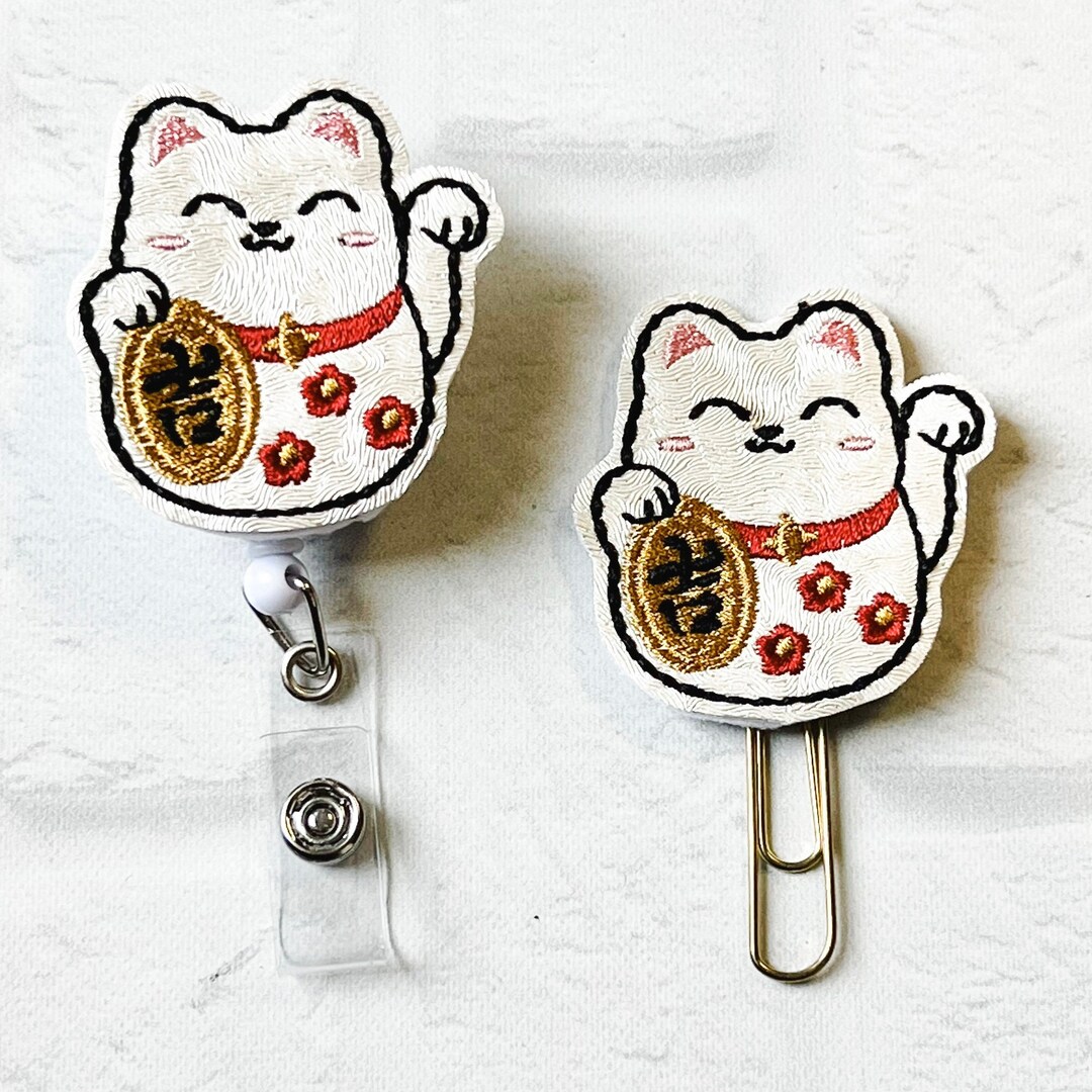 Lucky Cat Badge Reel,nurse Teacher Lanyard Badge Reel Clip, ID Badge ...
