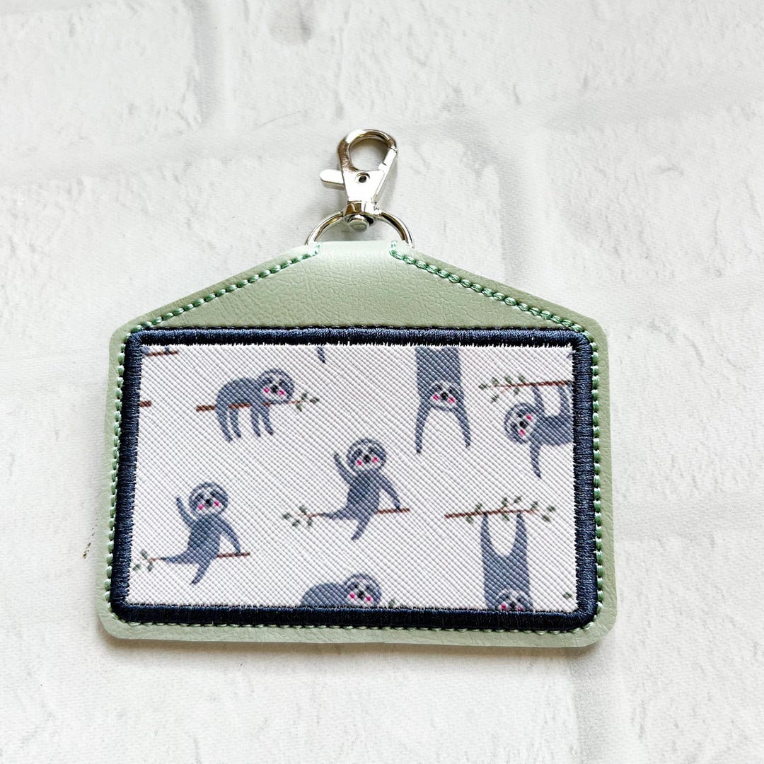 Sloth ID Holder,personalized Bag Tag,custom ID Badge Holder,horizontal ...