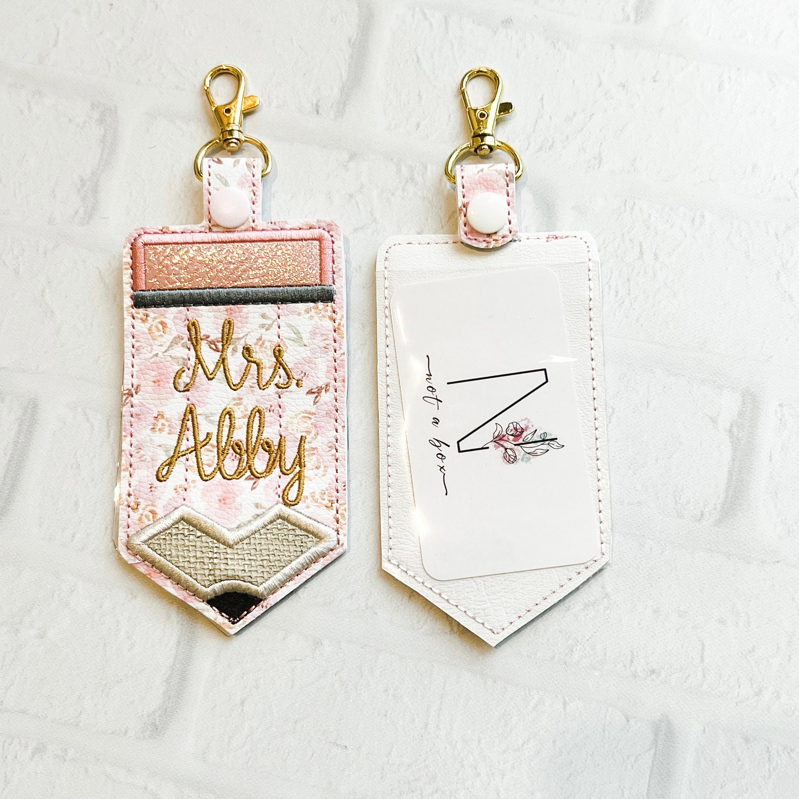 Pencil ID Holder, Personalized Bag Tag,custom ID Badge Holder,vertical ...