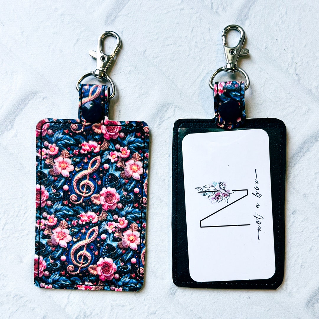 Treble Clef Floral ID Holder,music Teacher Bag Tag,musician ID Badge ...
