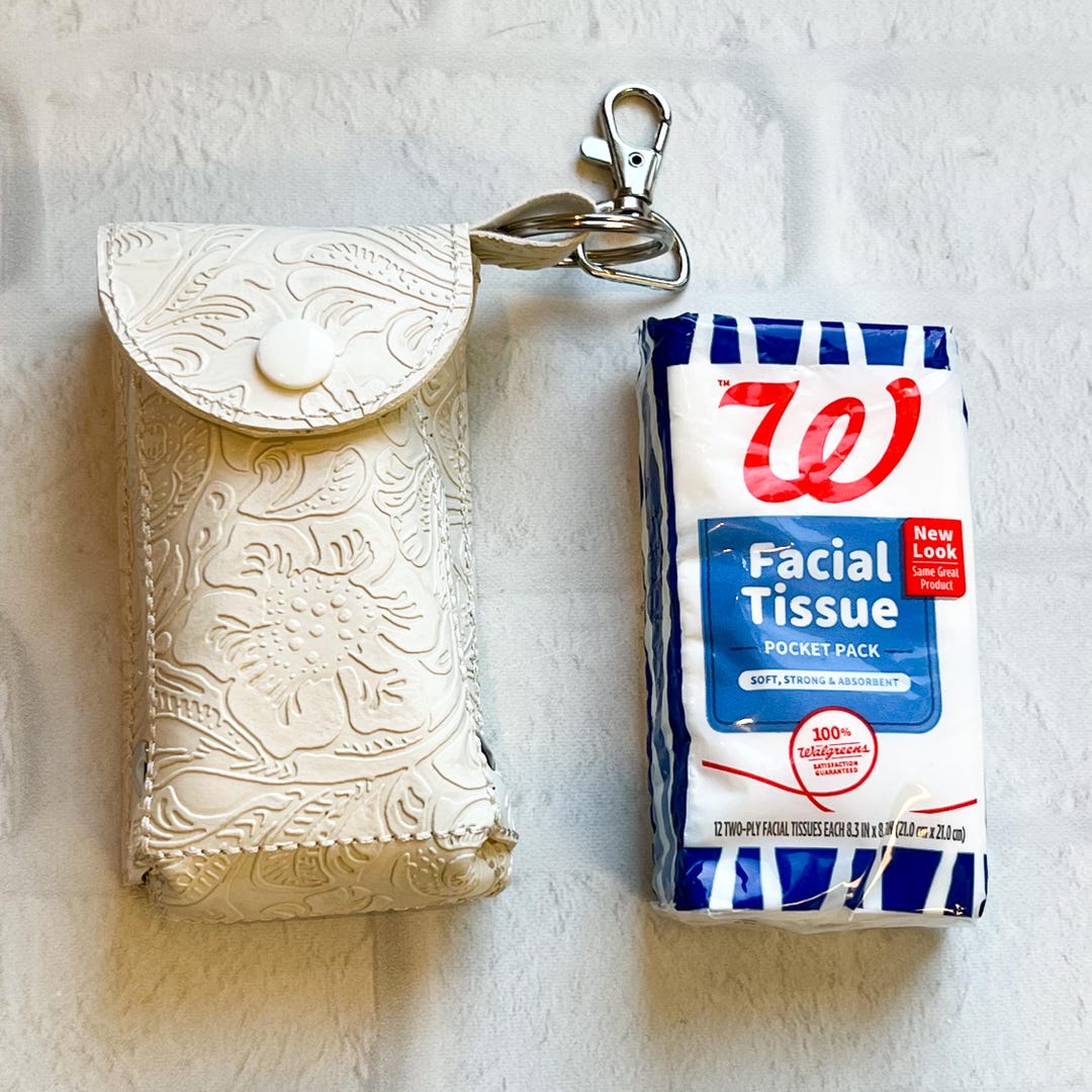 Cream Embossed Pocket Tissue Holder,travel Keychain Case for Kleenex ...