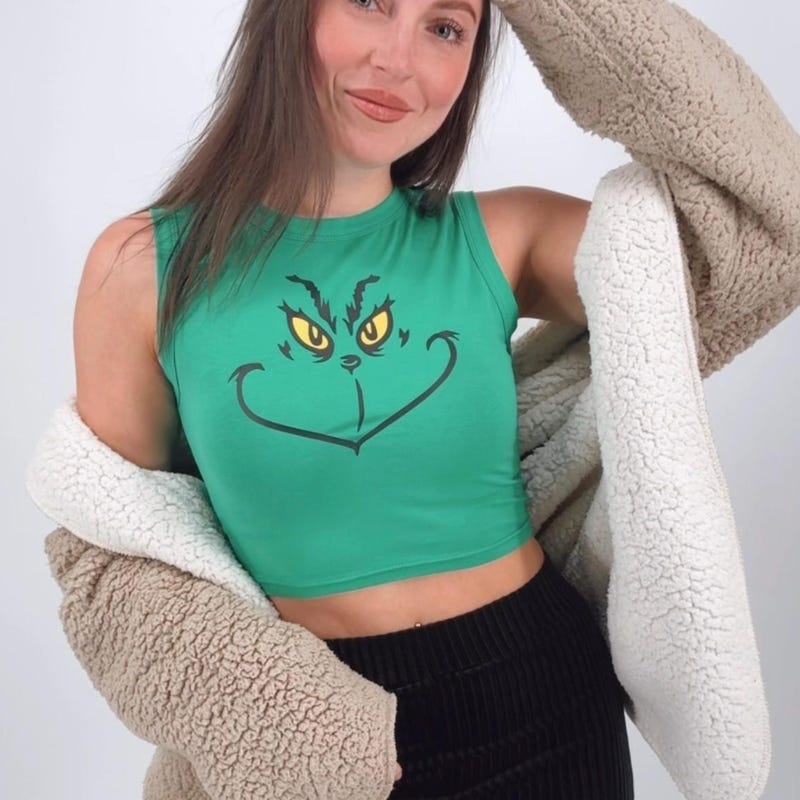 Grinch Crop Top Women - Etsy