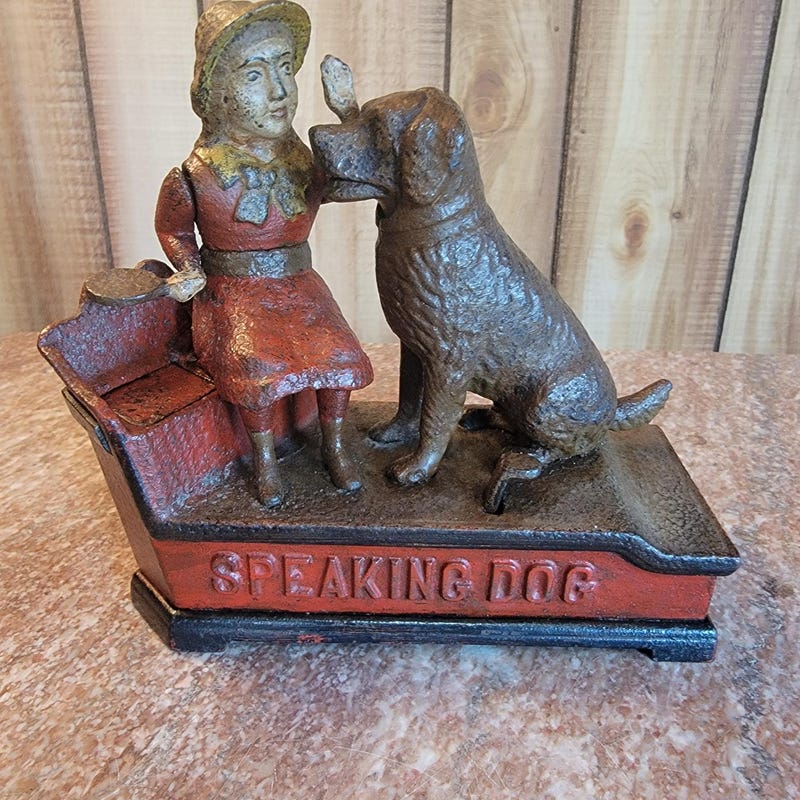 Antique Iron Box Bank - Etsy