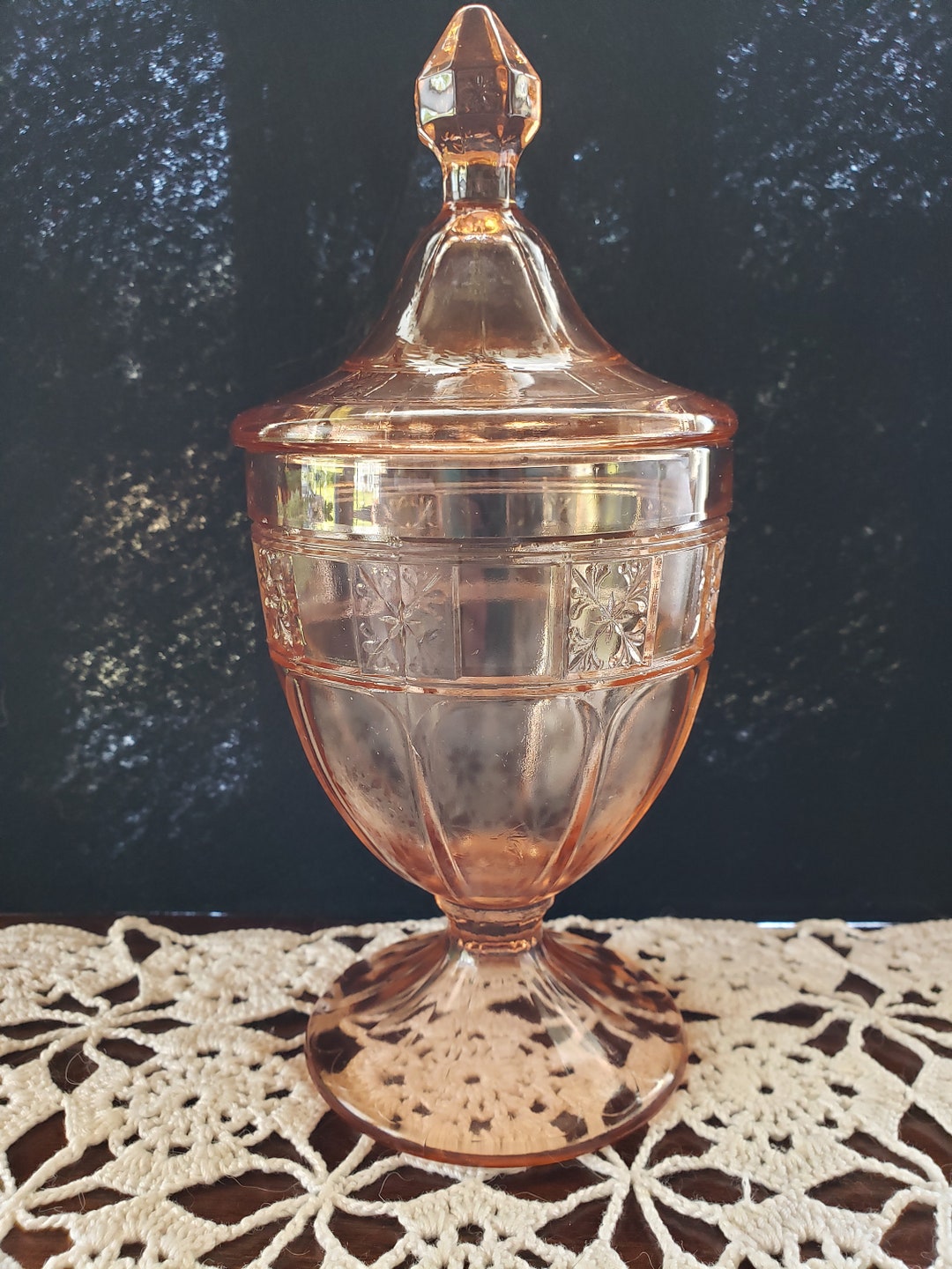 Pink Depression Glass Candy Dish With Lid 1935 - Etsy