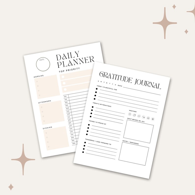 Printable Minimalist 8-page Planner Set | Weekly and Monthly Habit ...
