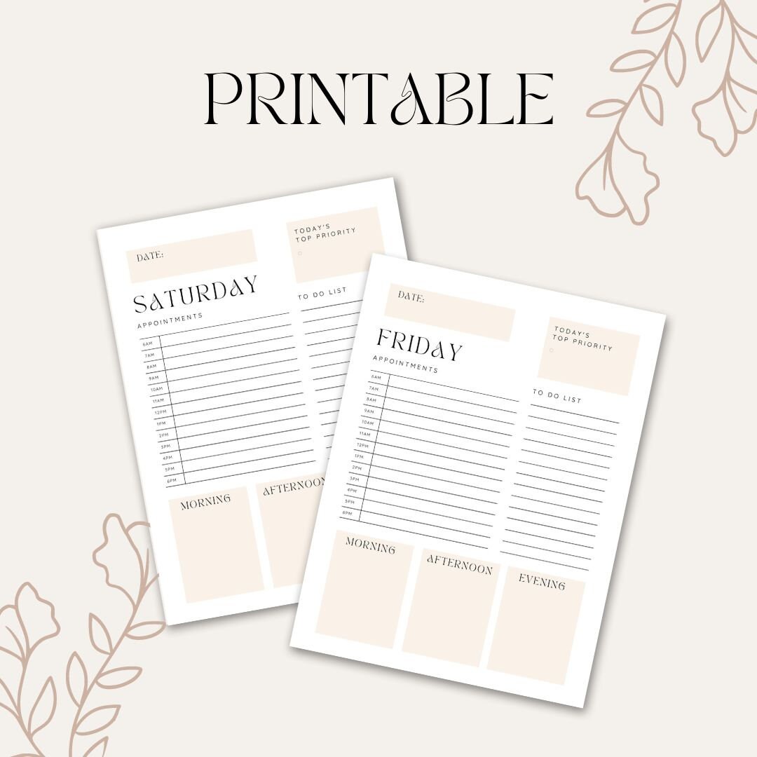 Printable Days of the Week Planner: Organize Your Week With - Etsy
