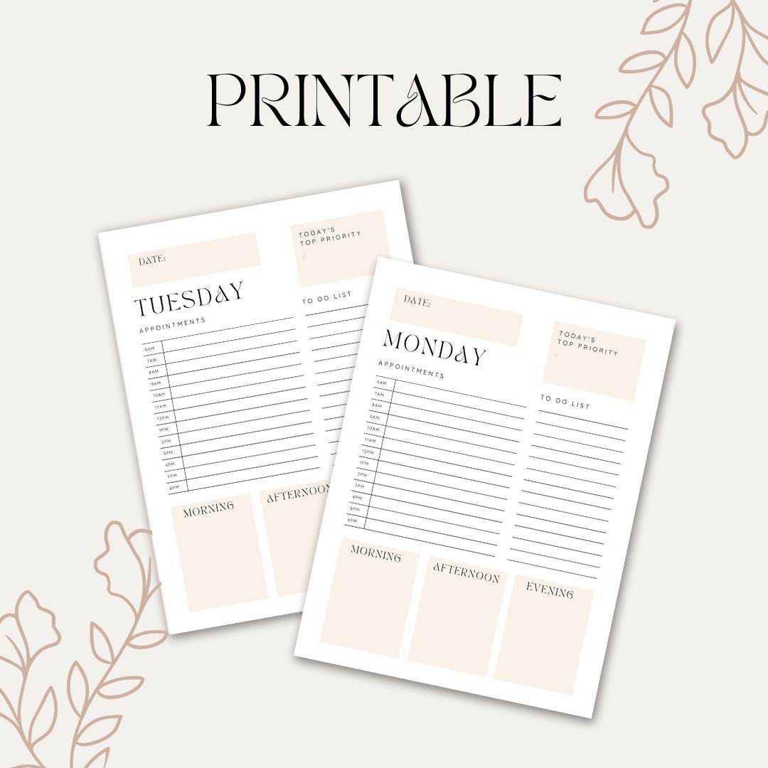 Printable Days of the Week Planner: Organize Your Week With Ease - Etsy