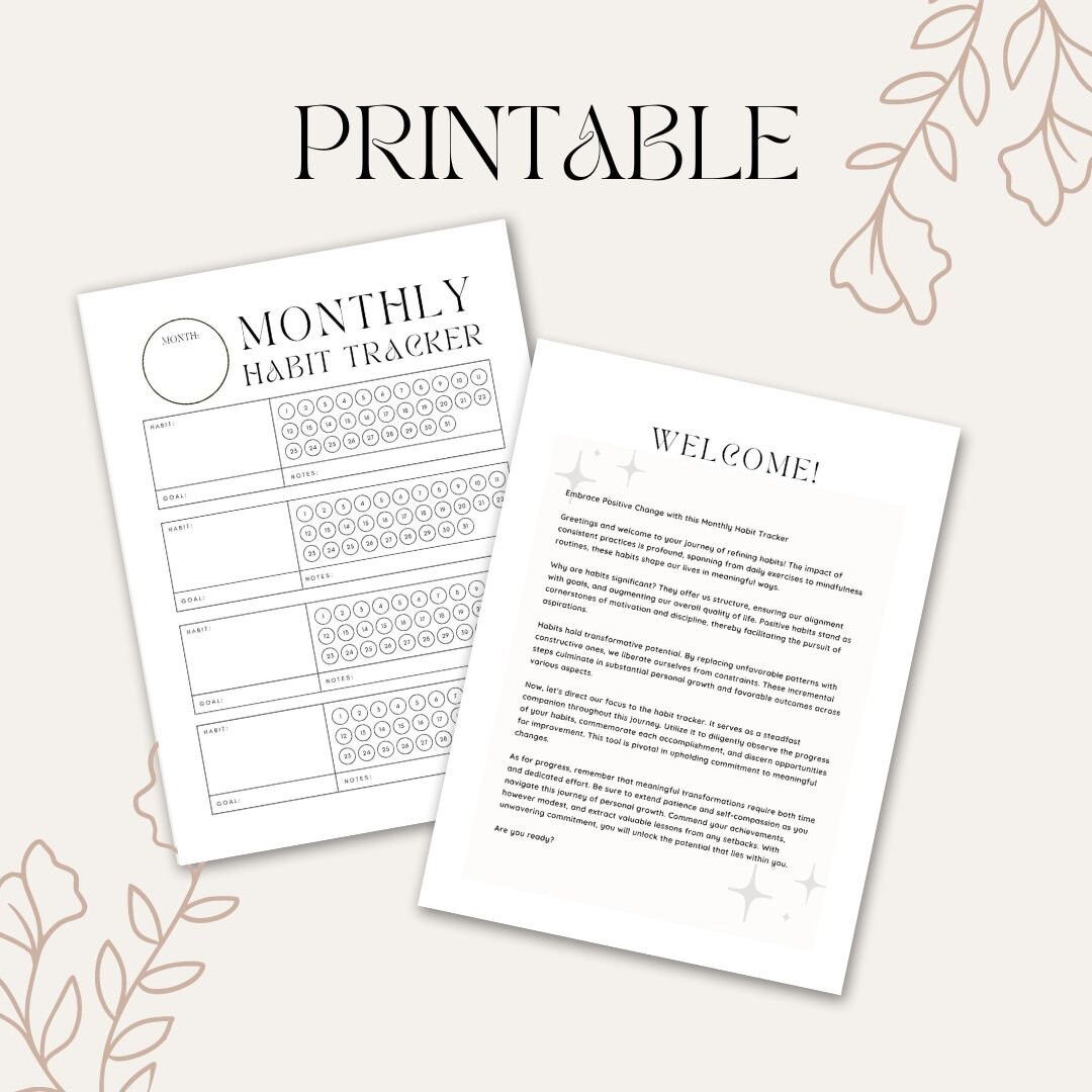 Printable Minimalist Habit Tracker | With Extras - Etsy