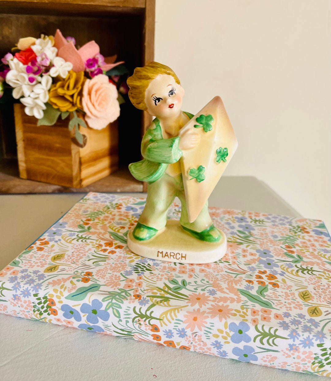 Vintage Lefton March Angel St Patrick's Day Figurine// Vintage March ...
