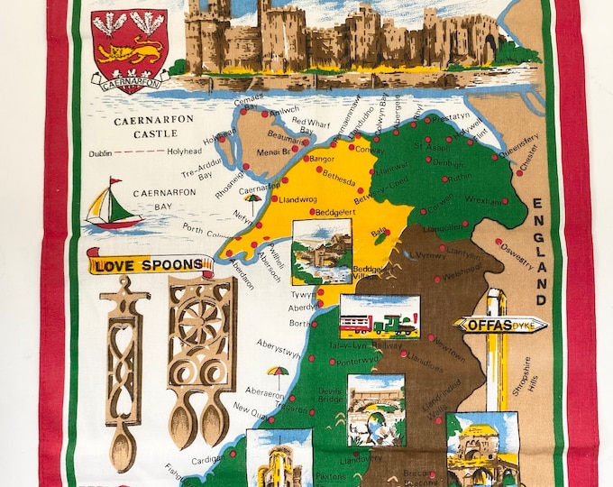 Vintage Welsh Wales Map Tea Towel, Wales Souvenir - Etsy