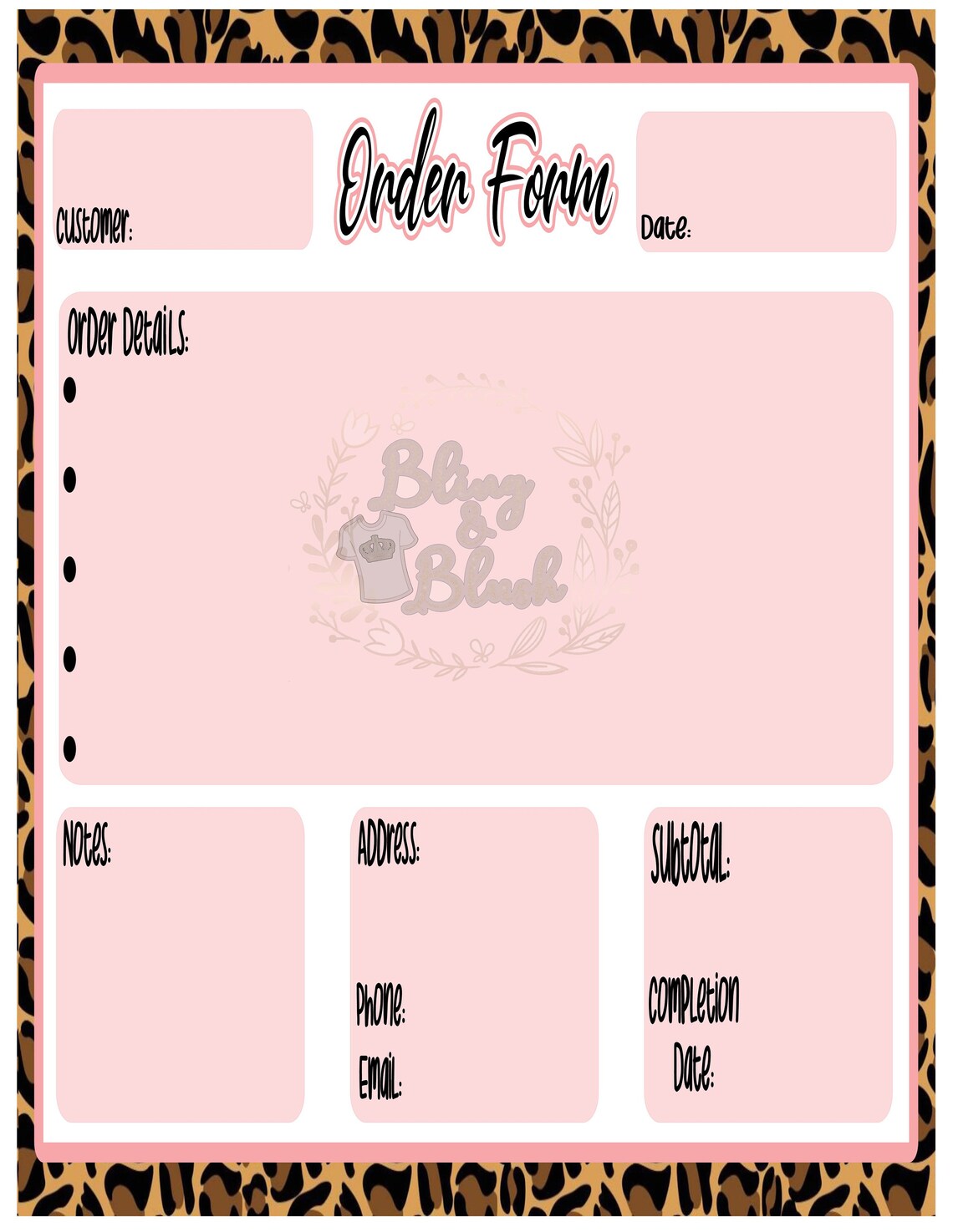 Printable Order Form, Order Form, Cute Order Form, Simple Order Form ...