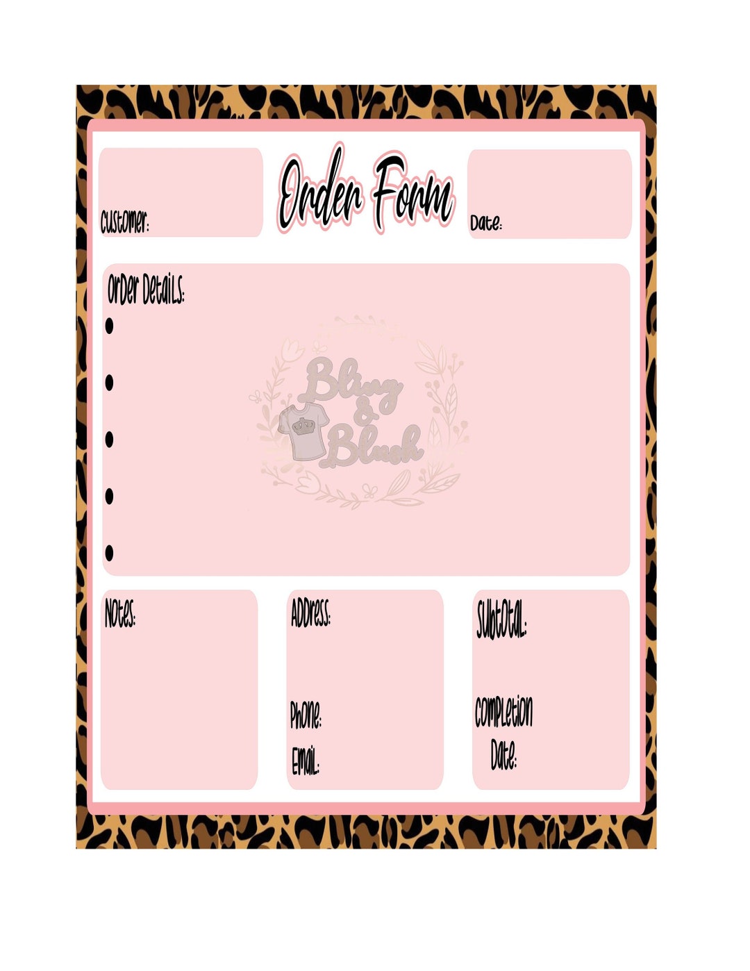 Printable Order Form, Order Form, Cute Order Form, Simple Order Form ...