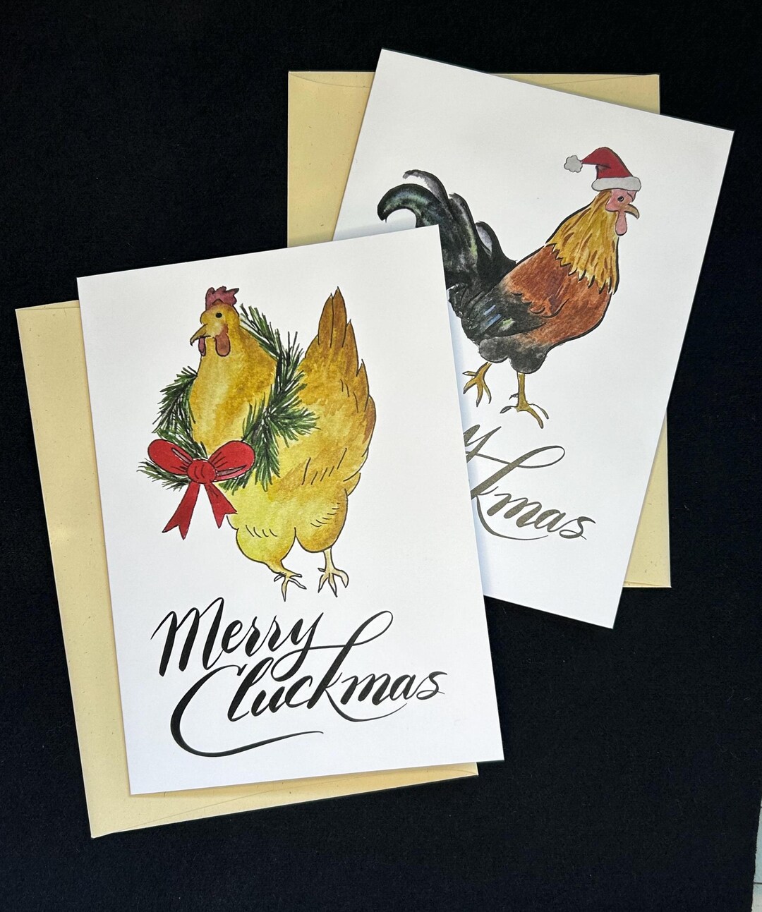 Set of Six Greeting Cards, Christmas Chickens, FREE Shipping - Etsy