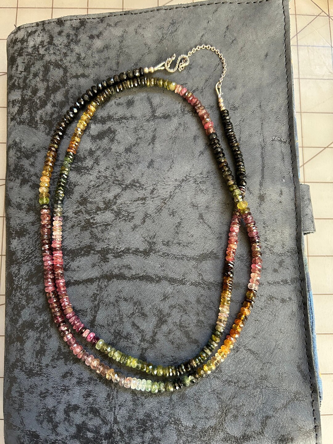 Variegated Multi Tourmaline Necklace, Faceted Rondelles Hand Strung ...
