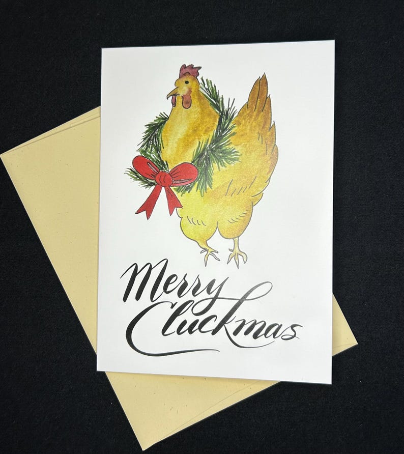 Set of Six Greeting Cards, Christmas Chickens, FREE Shipping - Etsy