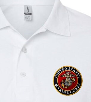 United States Marine Corps Embroidered White Polo Shirt- Fully Licensed ...