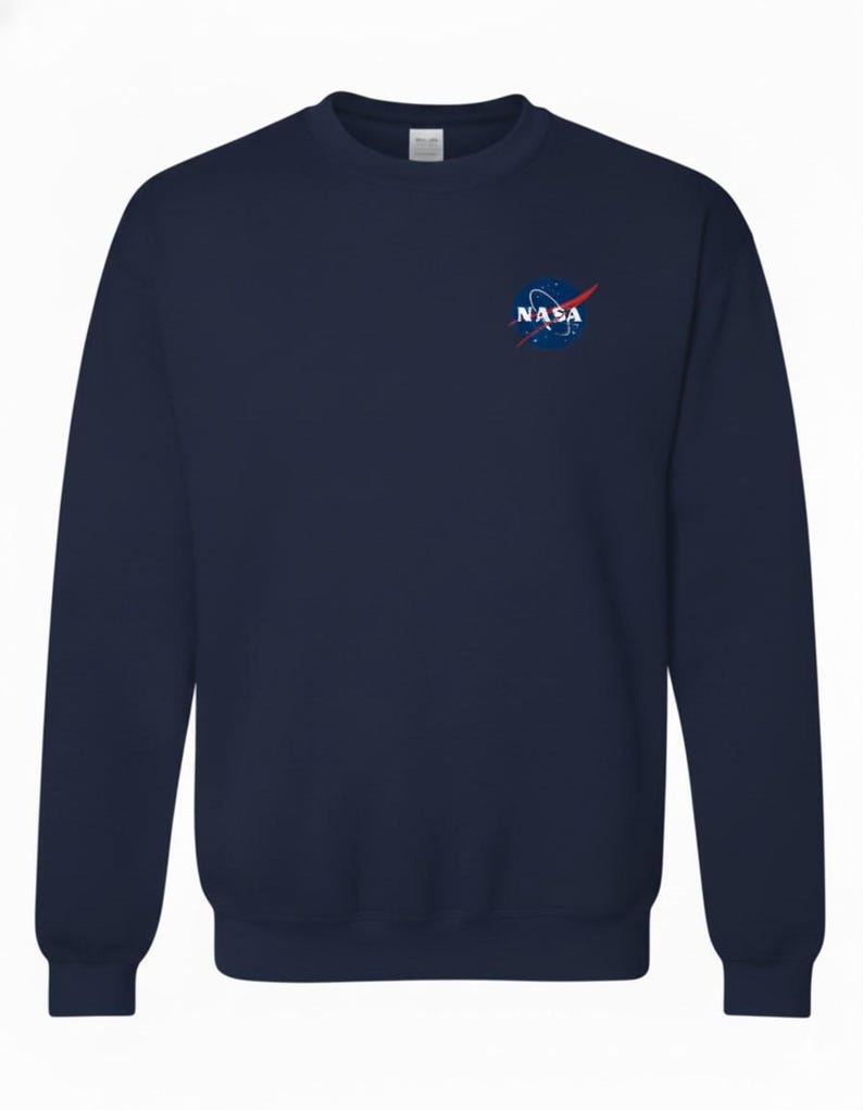 NASA Embroidered Meatball Logo Crew Neck Sweatshirt - Navy Blue - NASA ...
