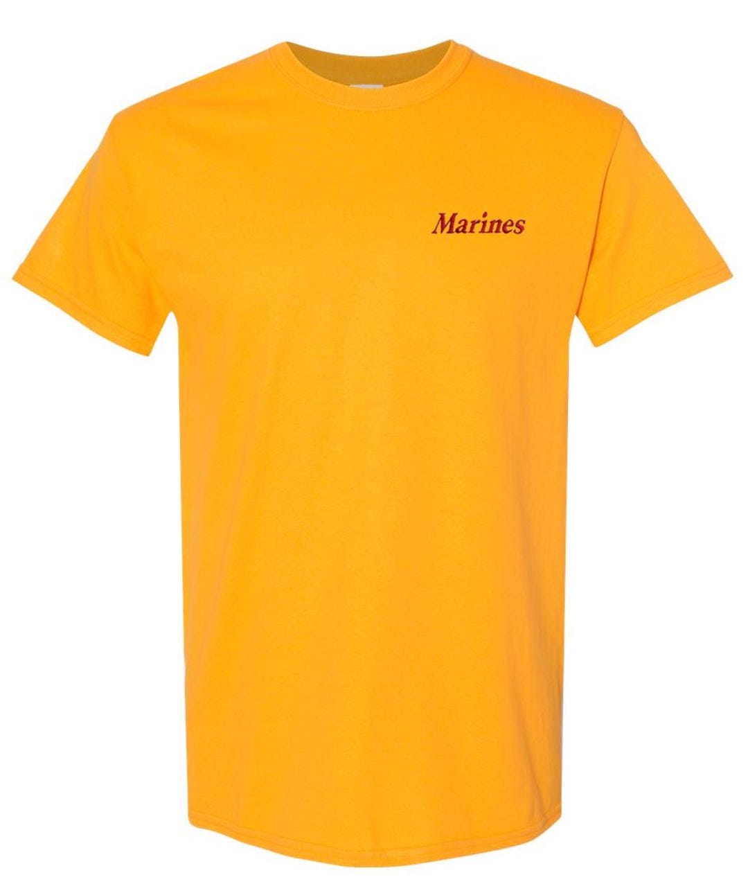 US Marine Corps Script Logo Embroidered T-shirt Gold USMC Licensed -all ...